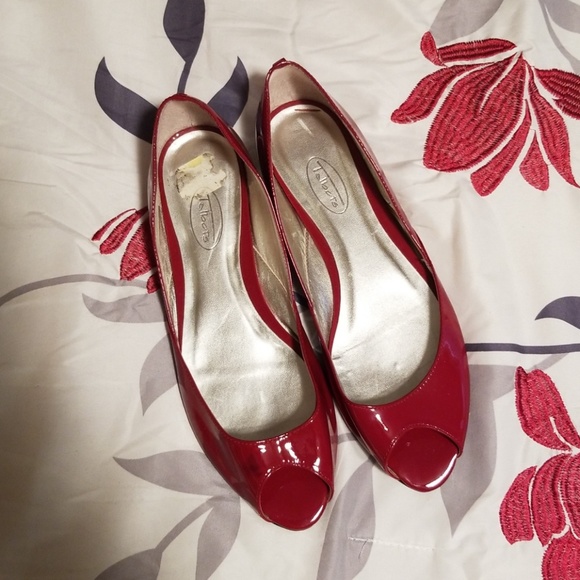Talbots | Shoes | Red Talbot Peep Tor Flats | Poshmark